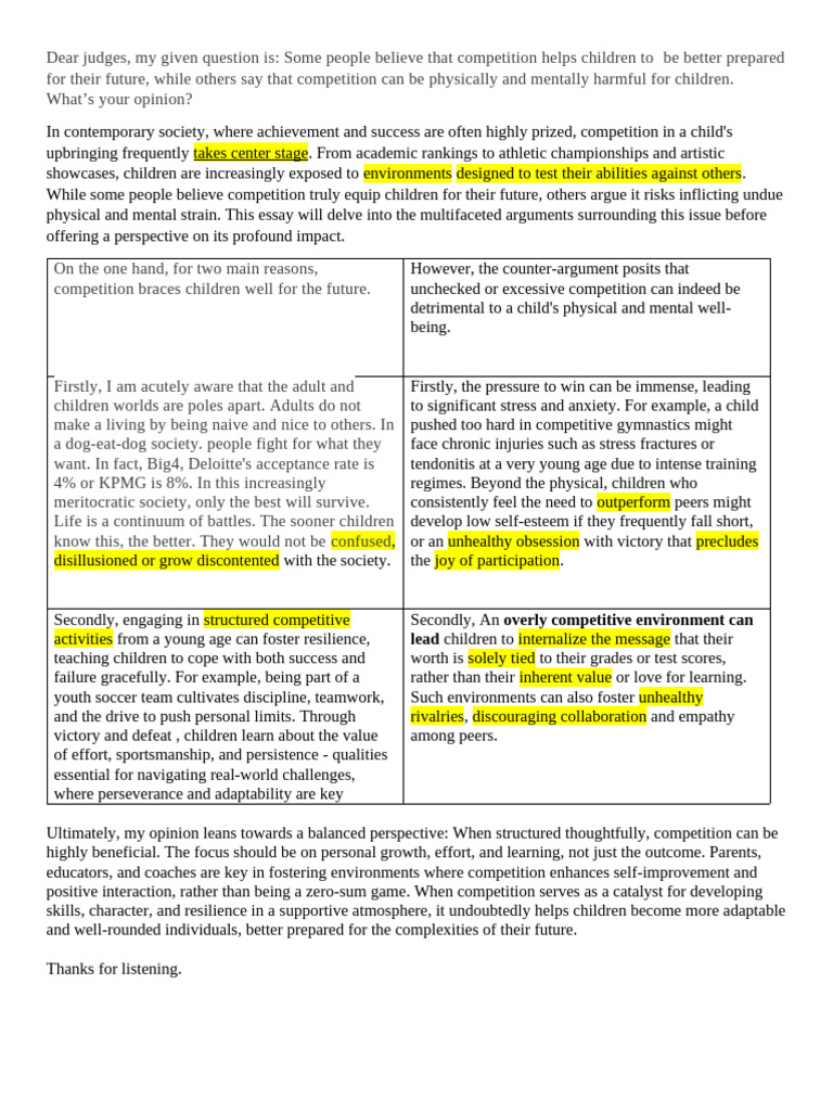 Competition's Impact on Child's Future | PDF | Psychological Resilience ...