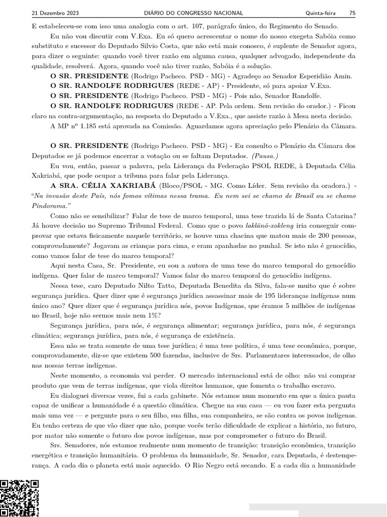 Discurso Celia Xakriabá p.75-76 pdf Psol | PDF | Povos indígenas | Brasil