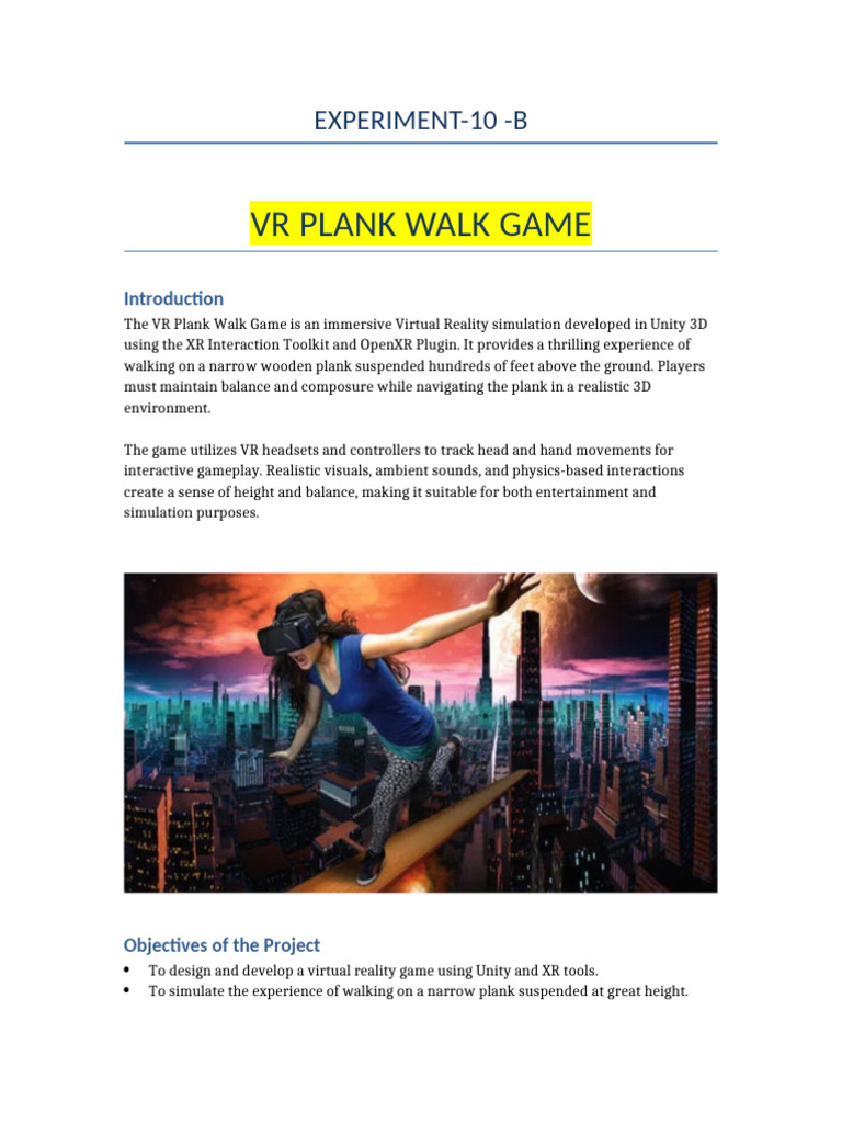 VR_Plank_Walk_Game_Full_Elaborated | PDF | Virtual Reality | Simulation