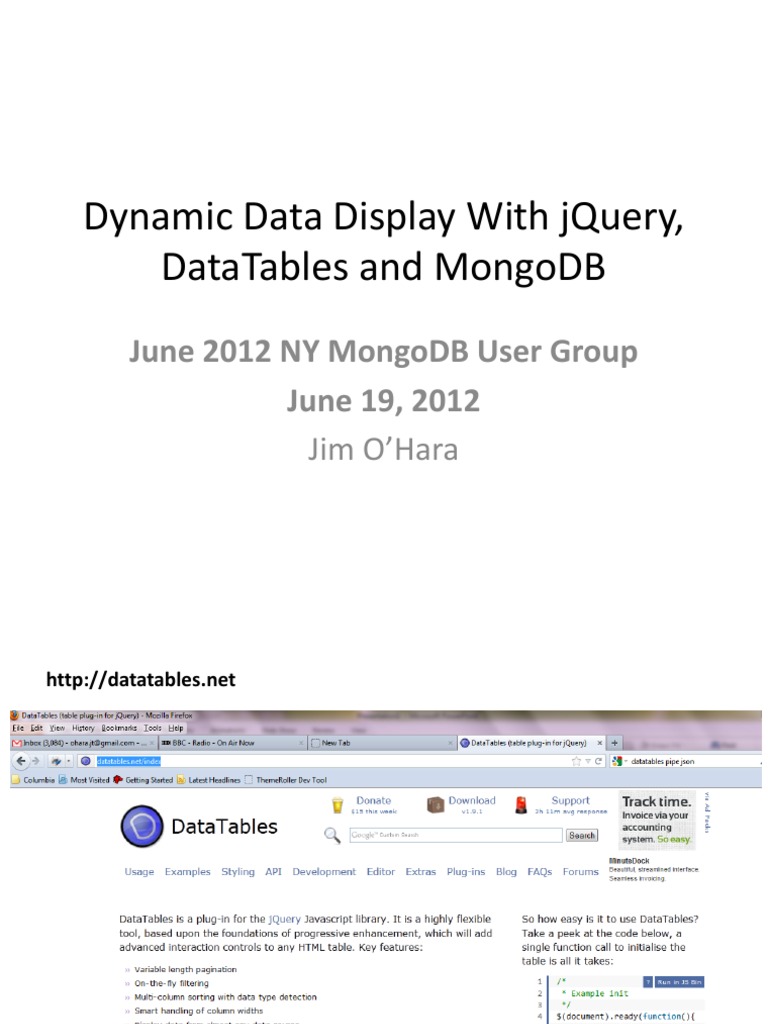 Mongo Datatables | PDF | Json | J Query