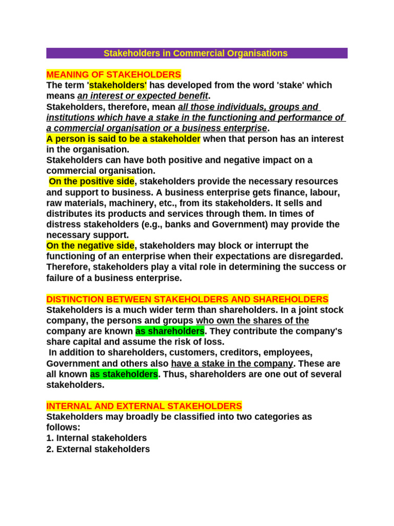 Commercial Studies Full (1) | PDF | Marketing | Stakeholder (Corporate)