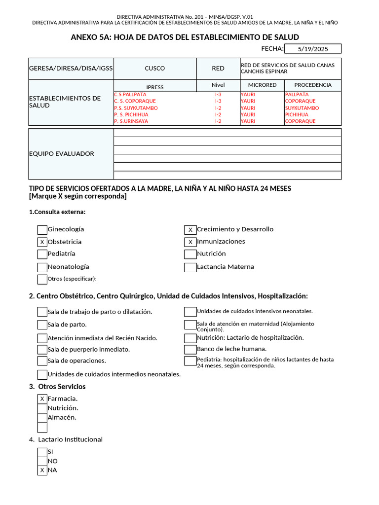 ANEXOS 7A 7B y 7C PARA EVALUACIÓN EXTERNA MICRO RED yauri 19 mayo 2025 | PDF | Amamantamiento ...