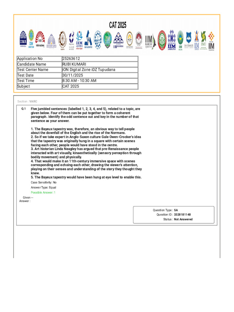 CAT Response Sheet | PDF | Insanity Defense | Insanity
