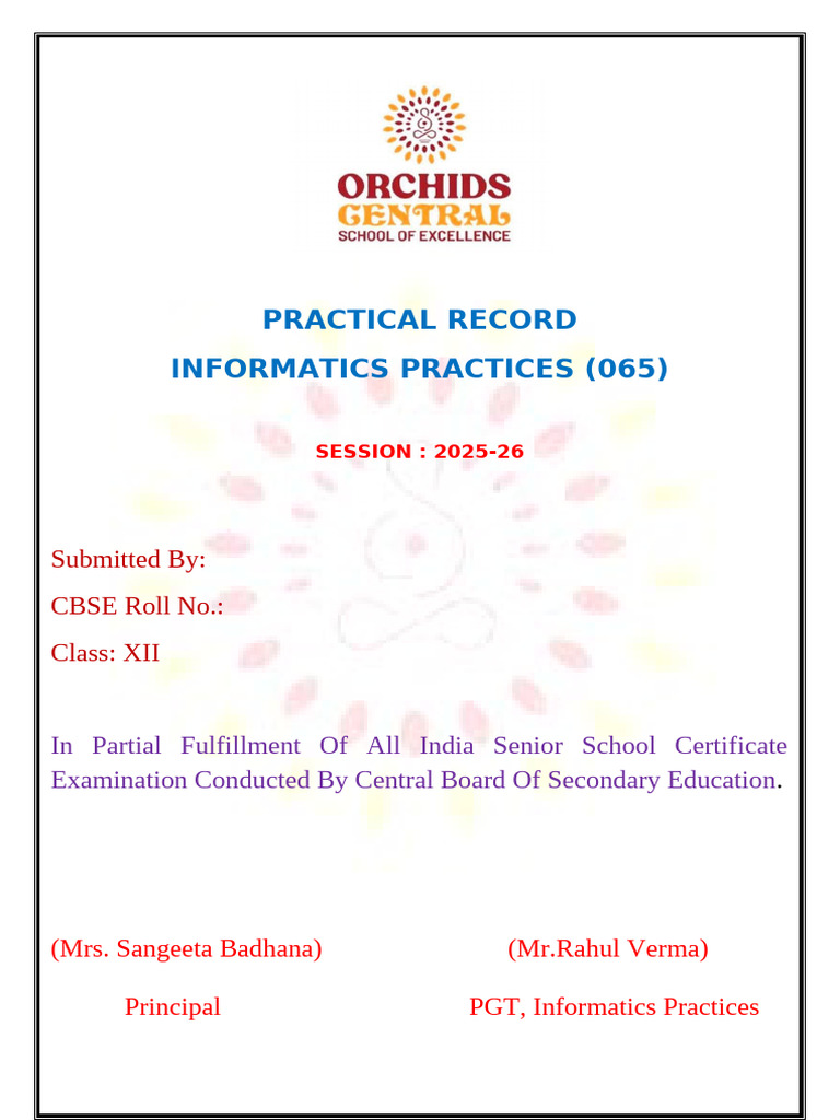 IP Practical File Front Page | PDF