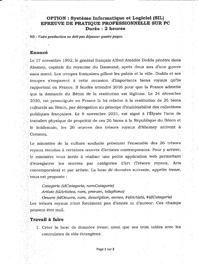 Epreuve 1 | PDF