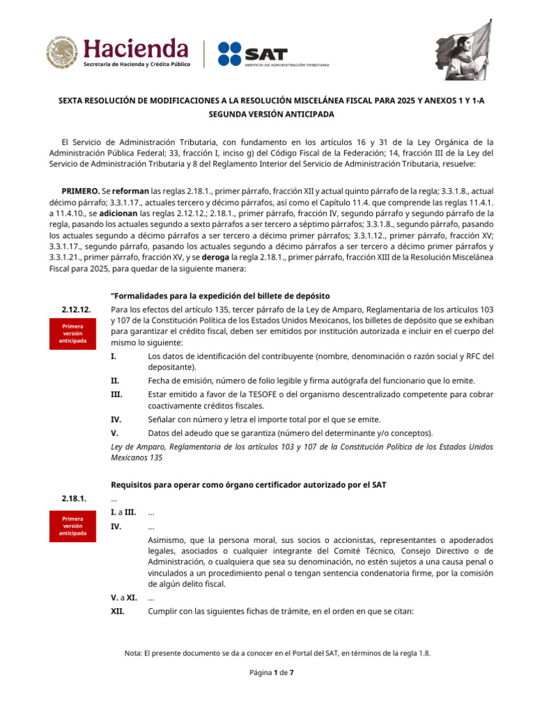 6a RM RMF 2025 - 2a. Versión Anticipada | PDF | Gobierno