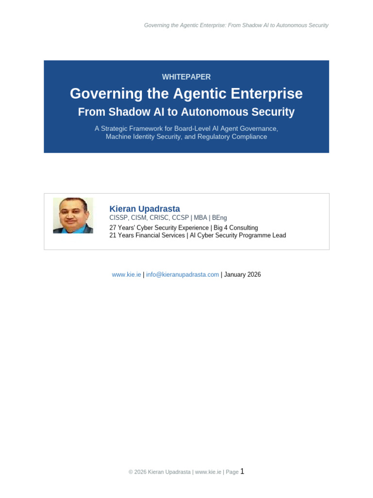 Governing Agentic Enterprise - From Shadow AI to Autonomous Security | PDF | Artificial ...