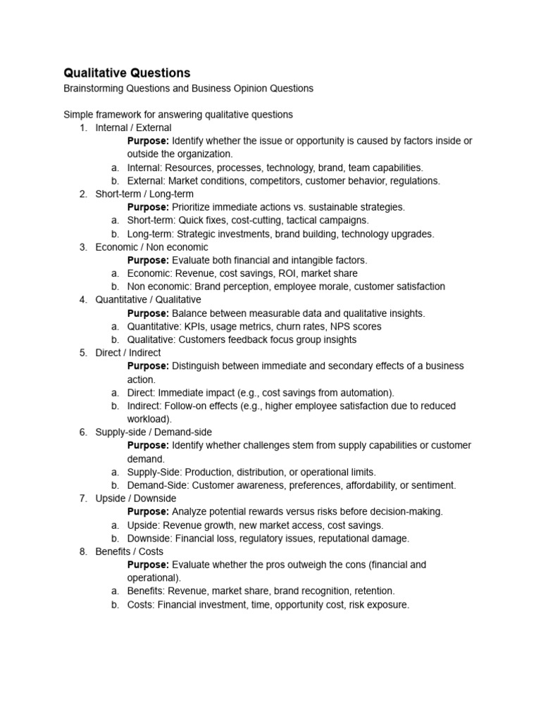 Qualitative Framework | PDF