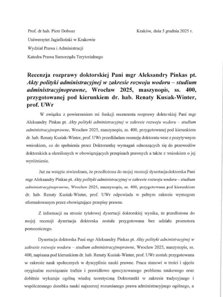 Recenzja Prof. DR Hab. Piotr Dobosz | PDF