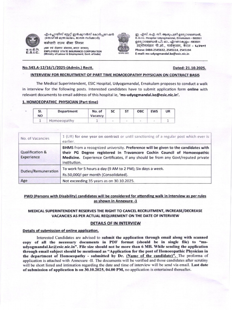 01 Part Time Homoeopathy Physician Post Advt Details Application Form ...