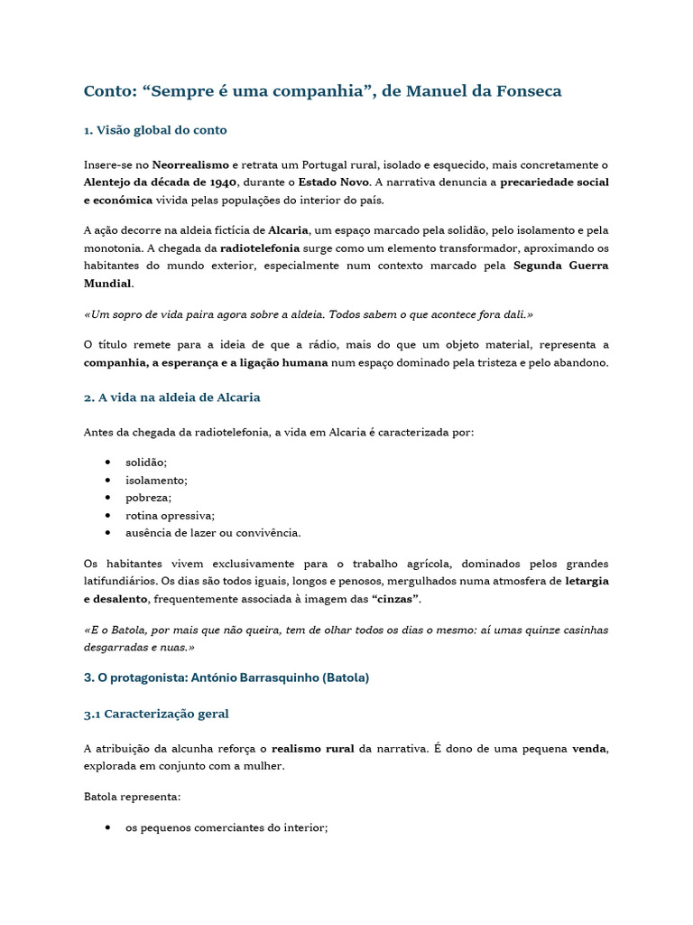 Sempre é uma companhia, de Manuel da Fonseca | PDF