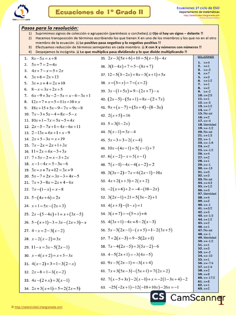 Ecuaciones Para Practicar | PDF