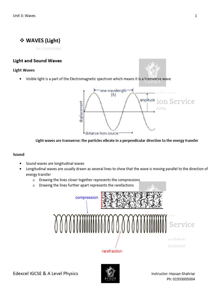 Unit-3. Light | PDF | Waves | Refraction