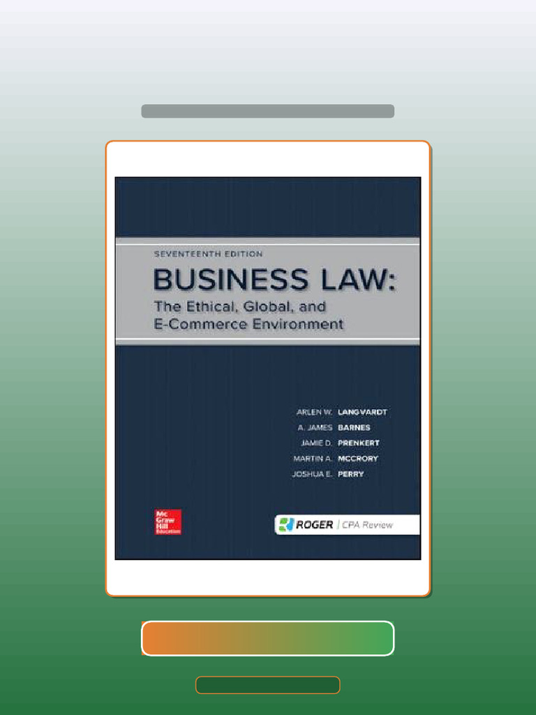 Business Law 17th Edition Arlen Langvardt a James Barnes Jamie Darin ...