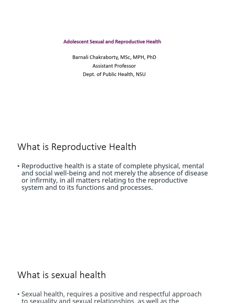 Adolescent Sexual and Reproductive Health | PDF | Adolescence ...