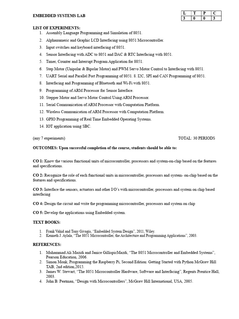 EMBEDDED SYSTEMS AND PROGRAMMING Lab | PDF | Microcontroller | Embedded System