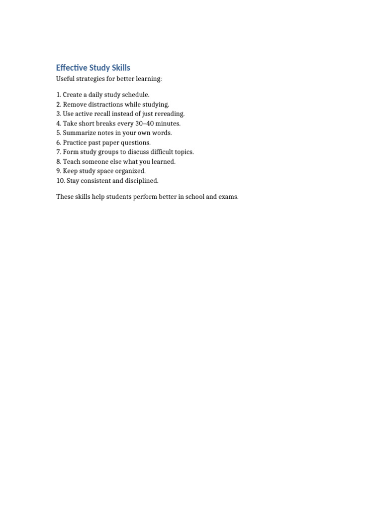 Effective Study Skills | PDF