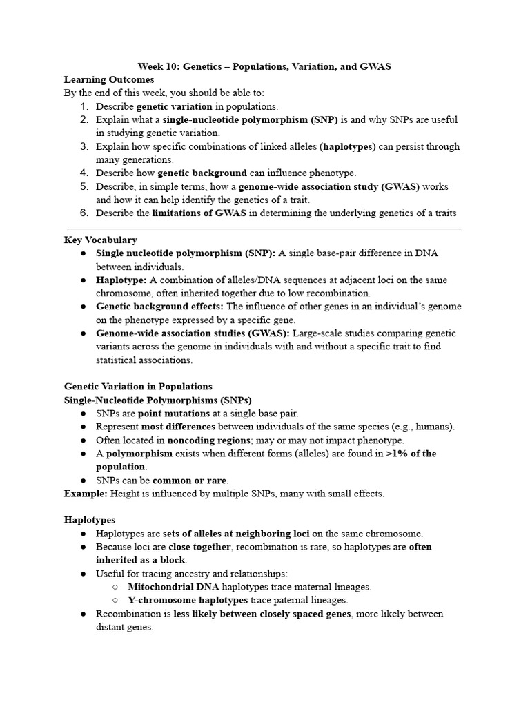 Genetics: Populations, Variation, GWAS Insights | PDF | Rna ...