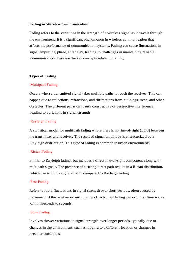 Fading in Wireless Communication | PDF | Mimo | Orthogonal Frequency ...
