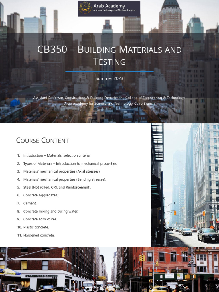 Building Materials and Testing Course | PDF | Concrete | Deformation ...
