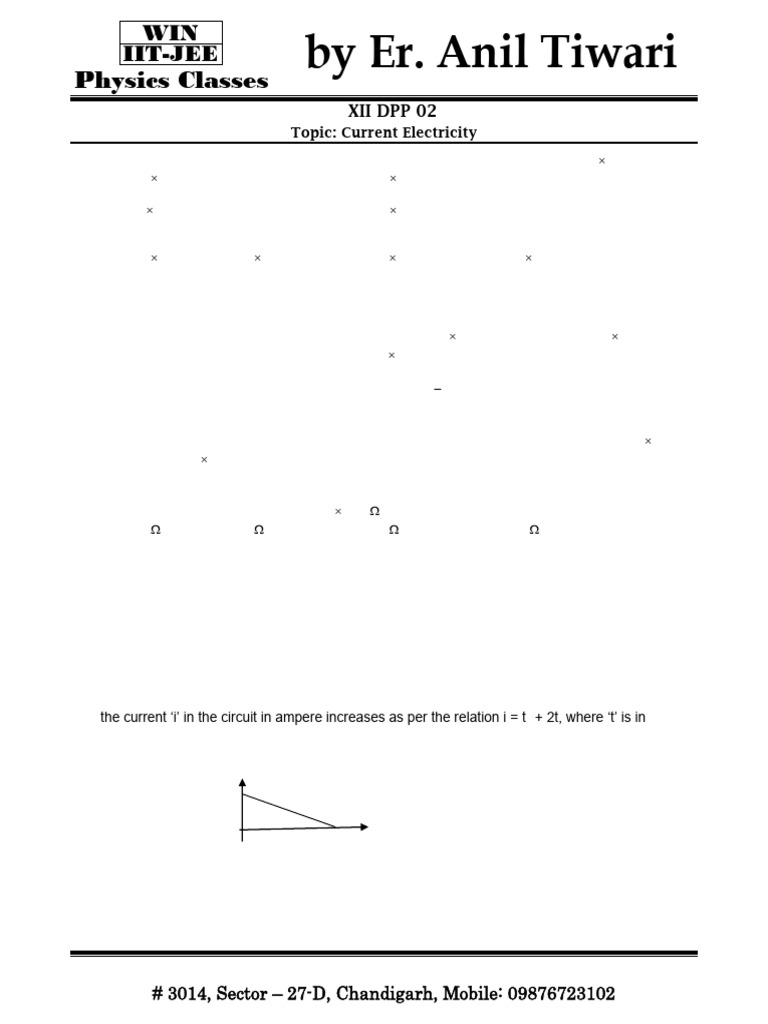 DPP 02 Current Electricity | PDF | Electric Current | Electromagnetism