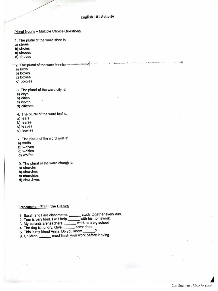 نشاط English 101 | PDF