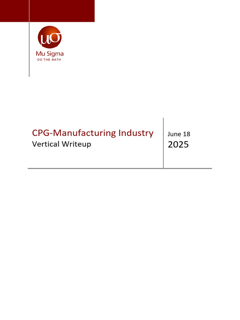 CPG Manufacturing Industry Overview | PDF | Analytics | Performance ...