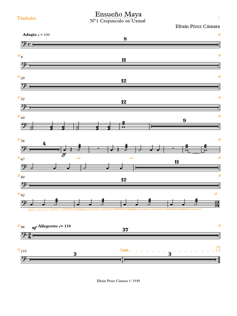 Efraín Pérez C Ensueño Maya -Timbales | PDF