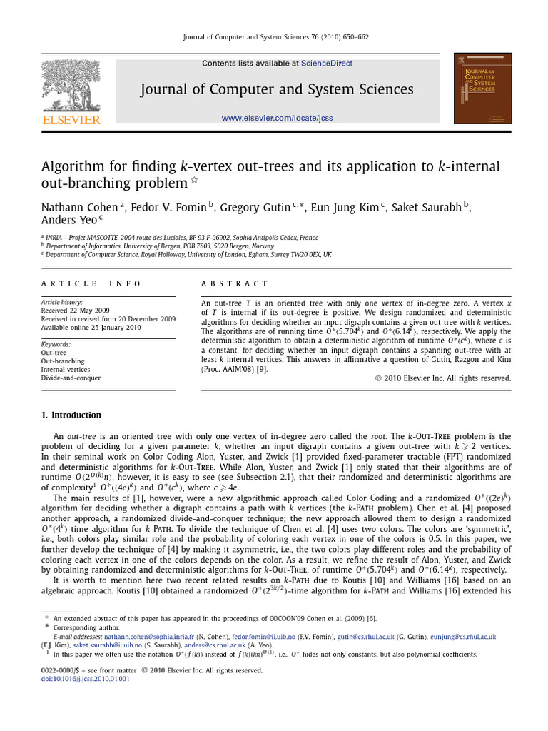 Algorithm for Finding K-Vertex Out-trees and Its Application to K ...