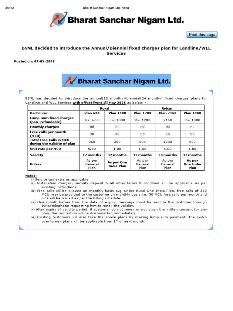 Bharat Sanchar Nigam LTD - News | PDF
