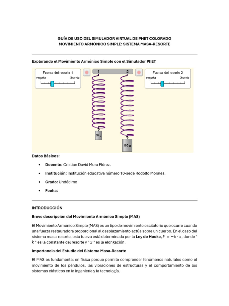 Guía de Uso Del Simulador Virtual de Phet Colorado | PDF | Masa ...