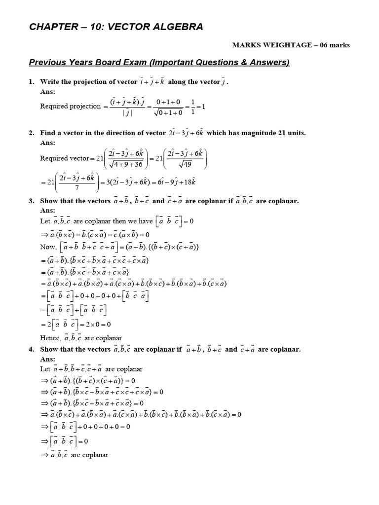 Vectors Most Important Questions | PDF | Norm (Mathematics ...