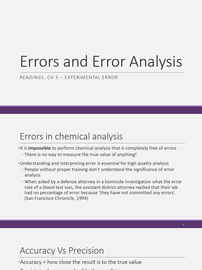 Understanding Experimental Errors In Analysis Pdf Significant