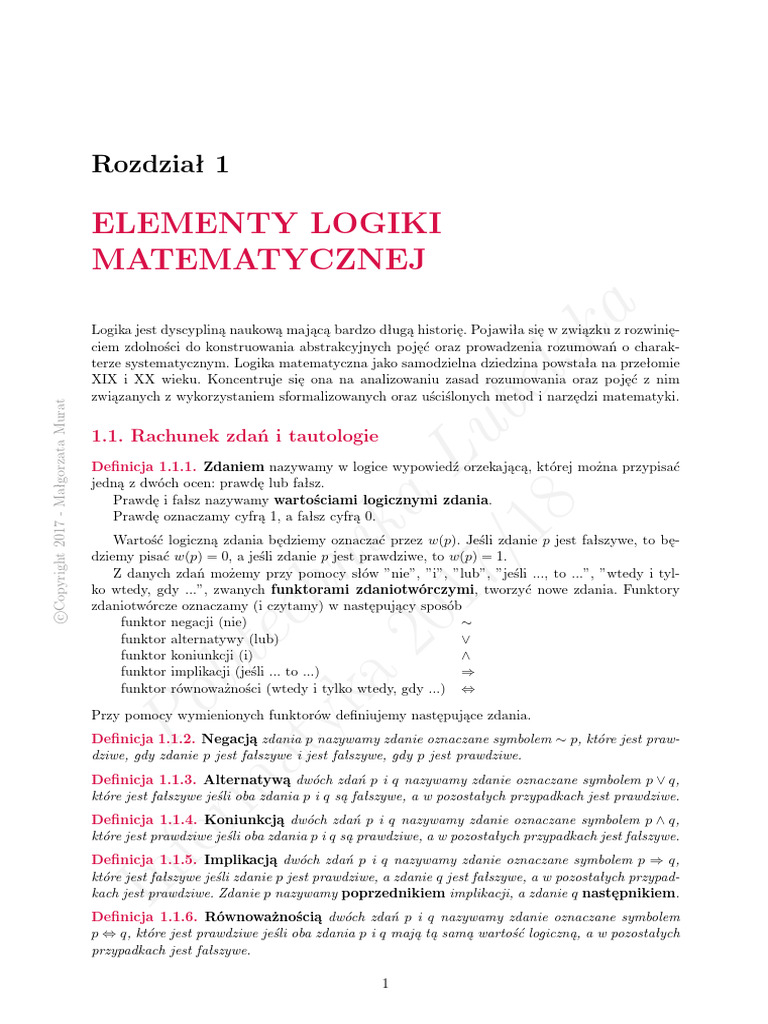 Lub Elska: Elementy Logiki Matematycznej | PDF