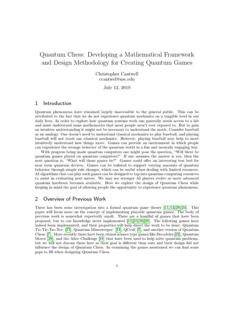 Quantum Chess: A Game Design Framework | PDF | Quantum Mechanics ...