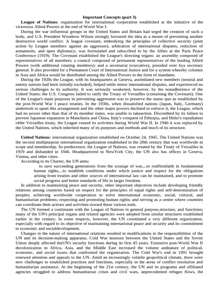 League of Nations to United Nations Overview | PDF | Benito Mussolini ...