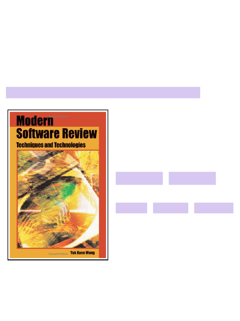 Modern Software Review Techniques and Technologies 1st Edition Yuk Kuen ...