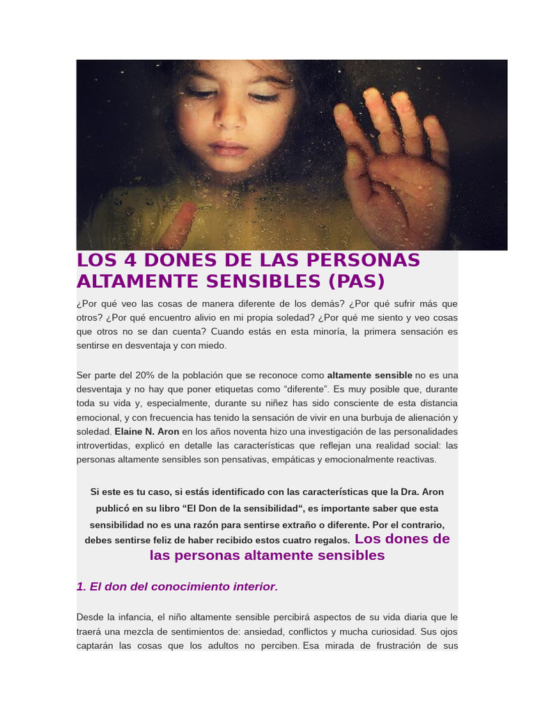 LOS 4 DONES DE LAS PERSONAS ALTAMENTE SENSIBLES | PDF | Soledad | Amor
