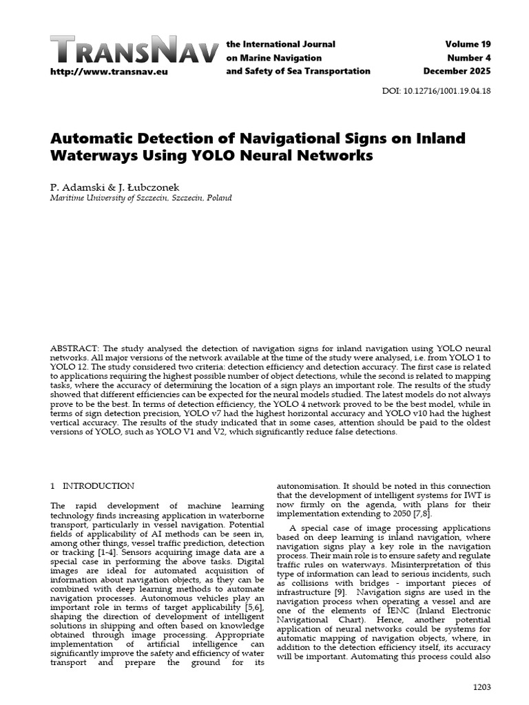 Automatic Detection of Navigational Signs on Inland Waterways Using ...