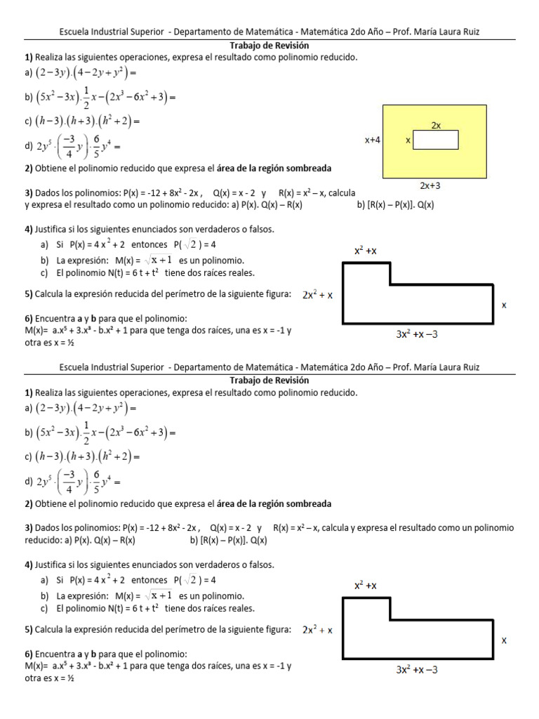 Polinomios repaso | PDF | Álgebra | Matemáticas