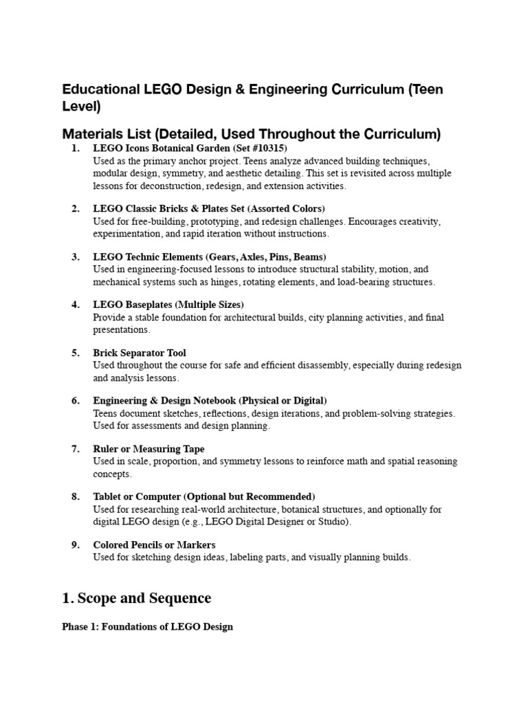 Teen Lego Curriculum | PDF | Lego | Engineering