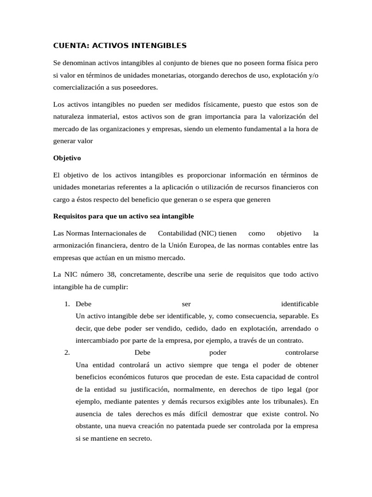 Activos Intangibles: Definición y Clases | PDF | Activo intangible ...