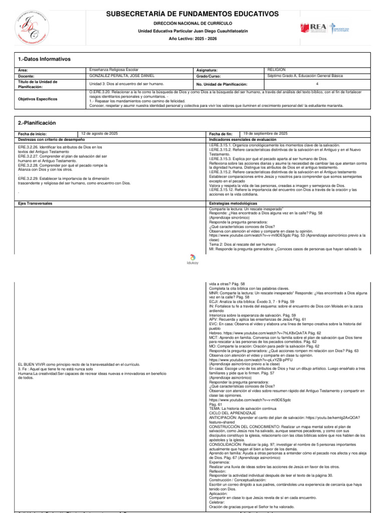 Pud u3 Religión 7egb a Gonzalez Peralta | PDF | Salvación | Dios