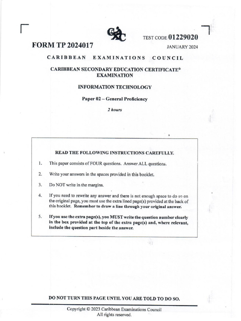 CSEC Information Technology P2 2024 JAN (1) | PDF | Computer Network | World Wide Web