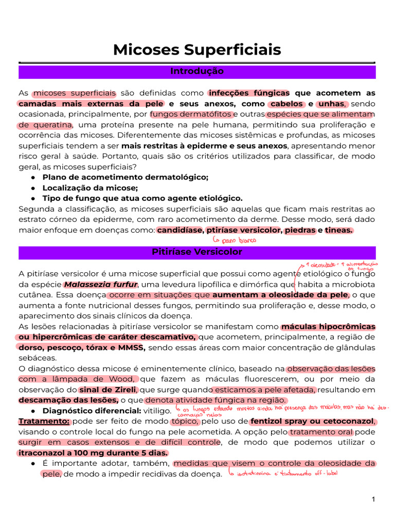 Micoses Superficiais: Tipos e Tratamento | PDF | Candidíase | Doenças ...