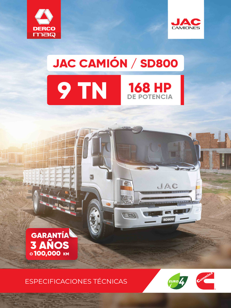 JAC SD800: Camión 9 TN, 168 HP, Garantía 3 Años | PDF | Camión | Eje