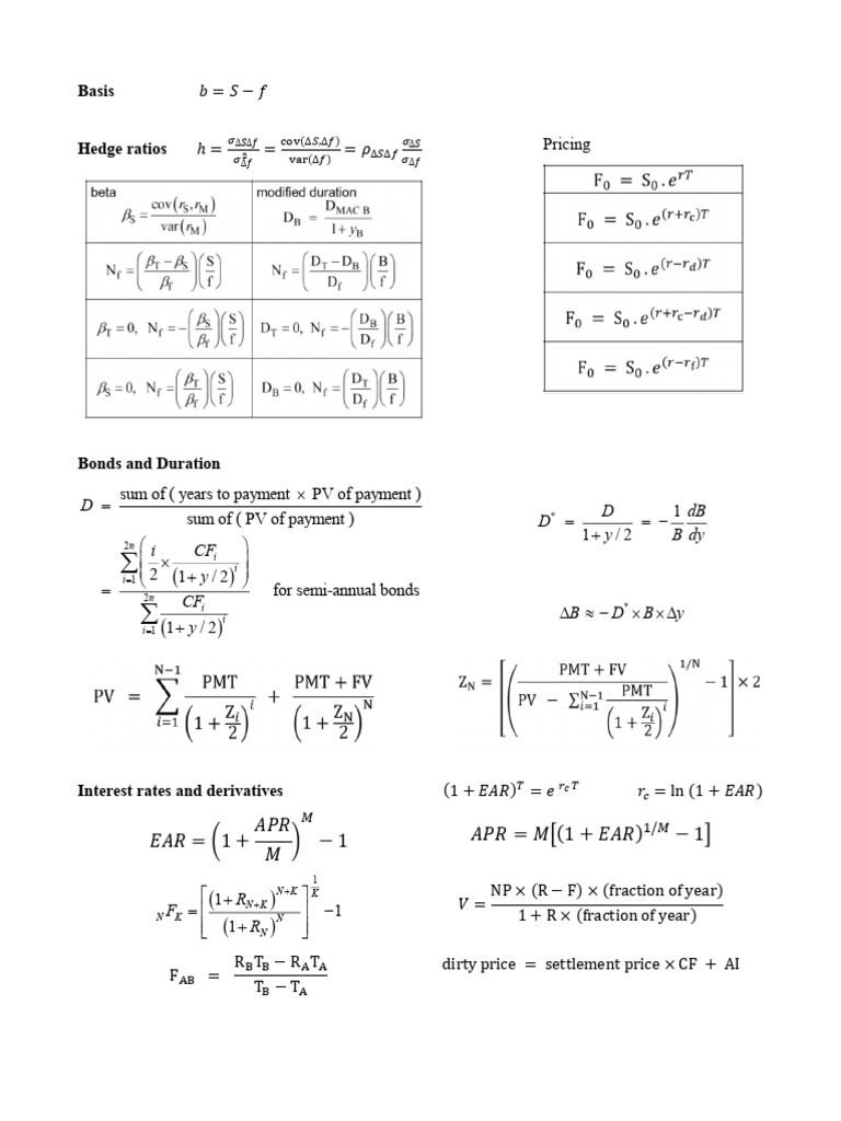 Draft Formula Sheet | PDF | Investing | Valuation (Finance)