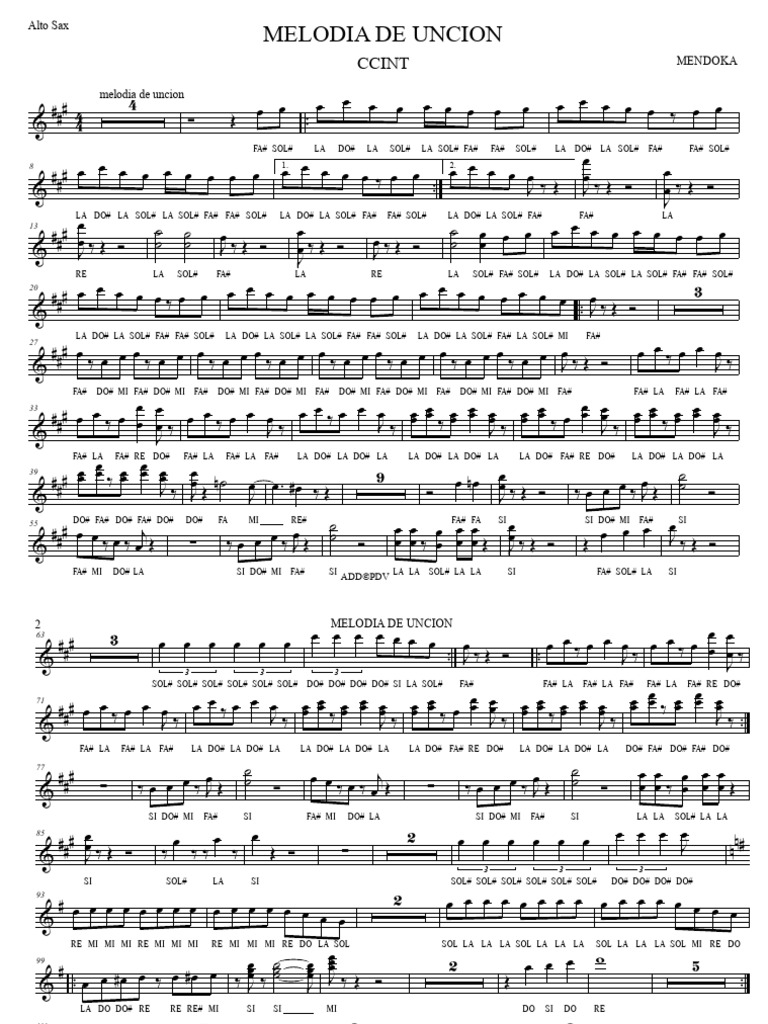 Saxo Alto La Voz de Mi Amado | PDF