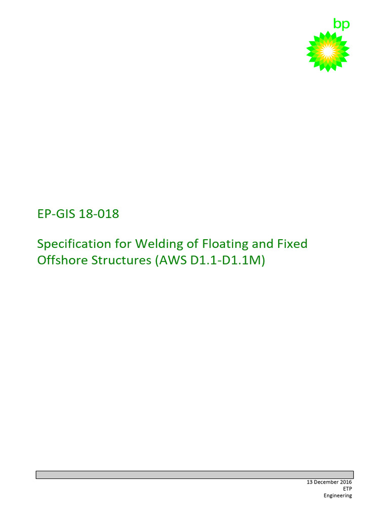 EP-GIS 18-018 - Specification For Welding of Floating and Fixed ...