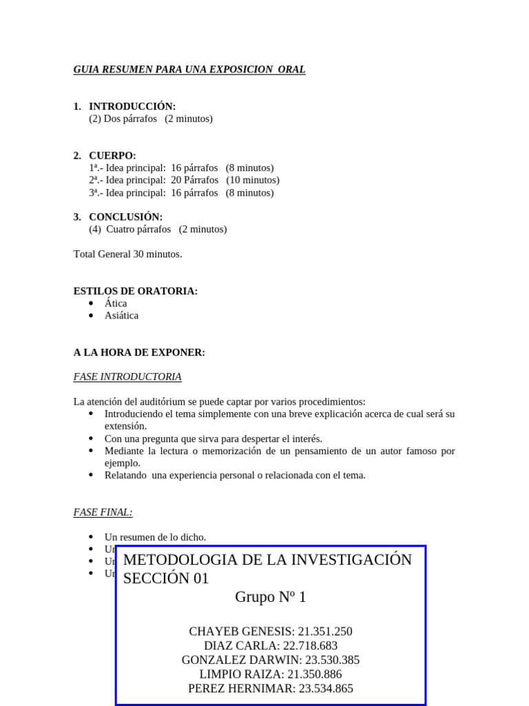 2-Guía Resumen Para Exposiciones Orales | PDF